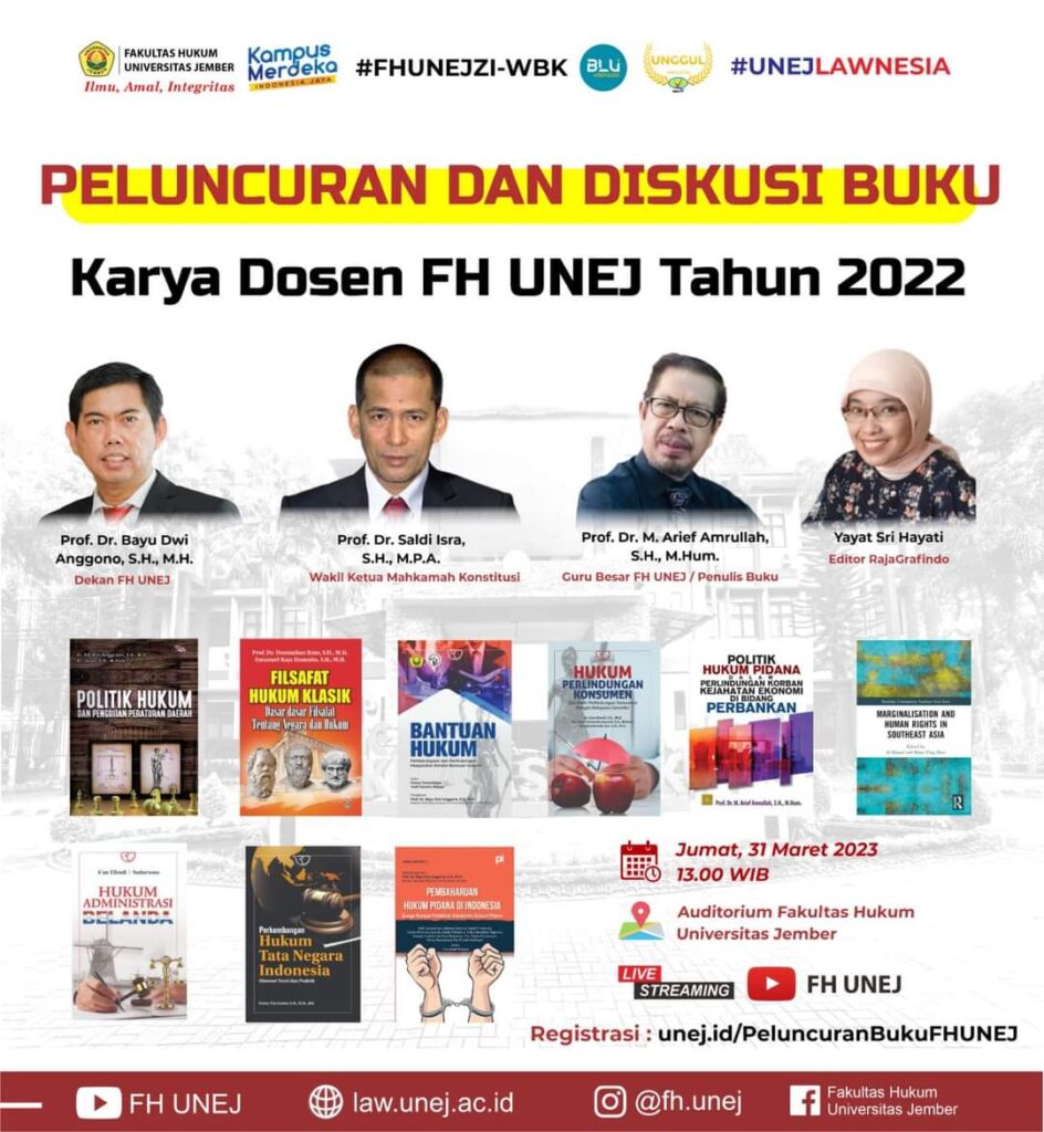 Tempo Bersamaan, FH UNEJ Resmikan "JDIHN" & Rilis "Buku Karya Dosen ...